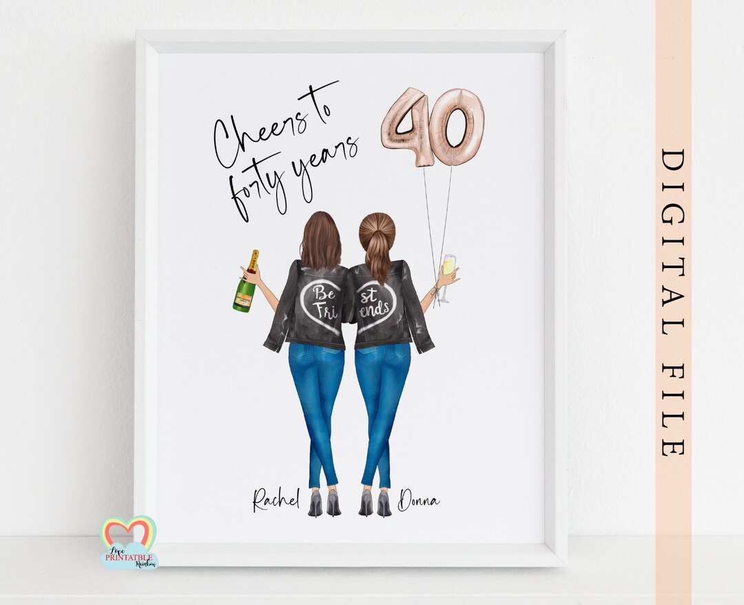 Best Friend 40th Birthday Print Diy Cheers to 40 Years Printable ...