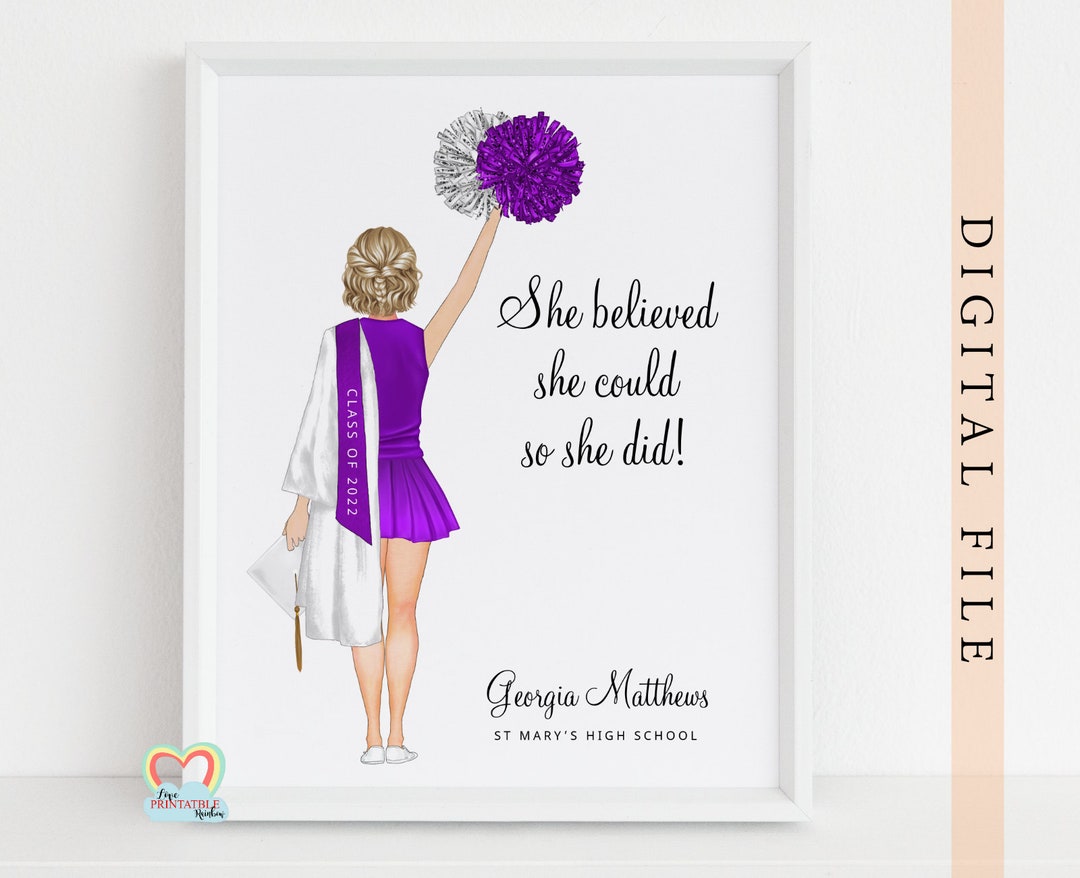 Personalized Cheerleader Graduation Print, Cheer Girl Graduation ...