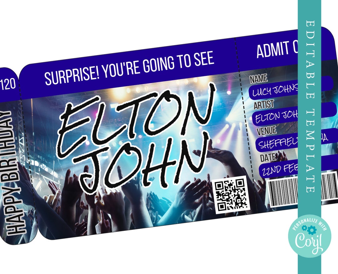 PRINTABLE Concert Ticket Template Music Festival Gift Editable Gift ...