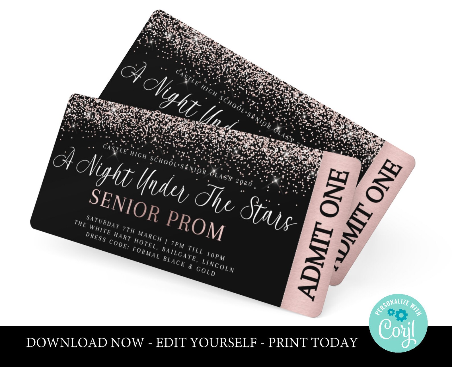 Prom ticket printable A Night Under the Stars Prom Senior Prom | Etsy
