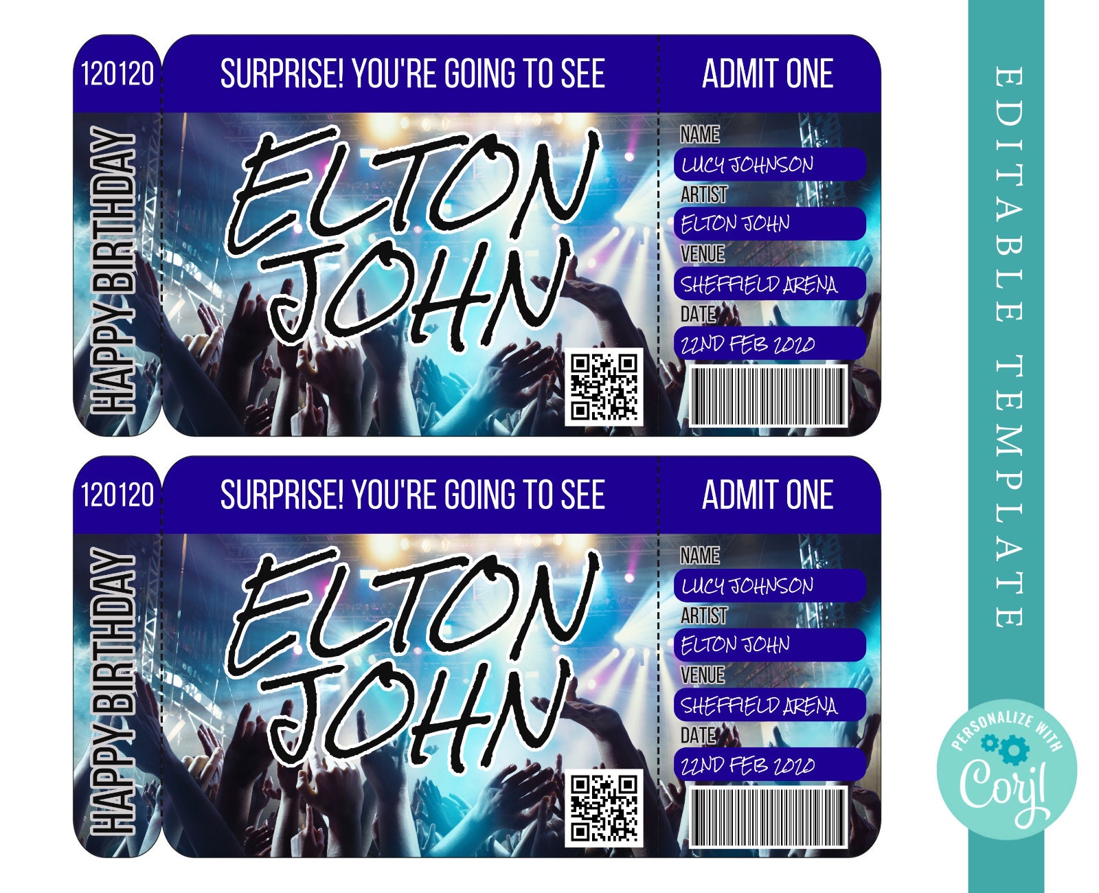 PRINTABLE Concert Ticket Template Music Festival Gift Editable - Etsy UK