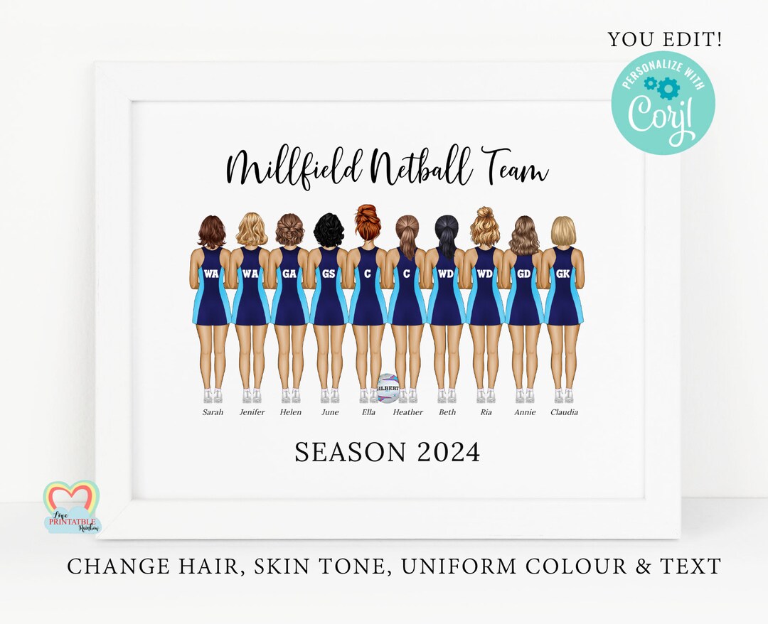 Netball Graduation Gift Printable Netball Print Personalised Gift for ...