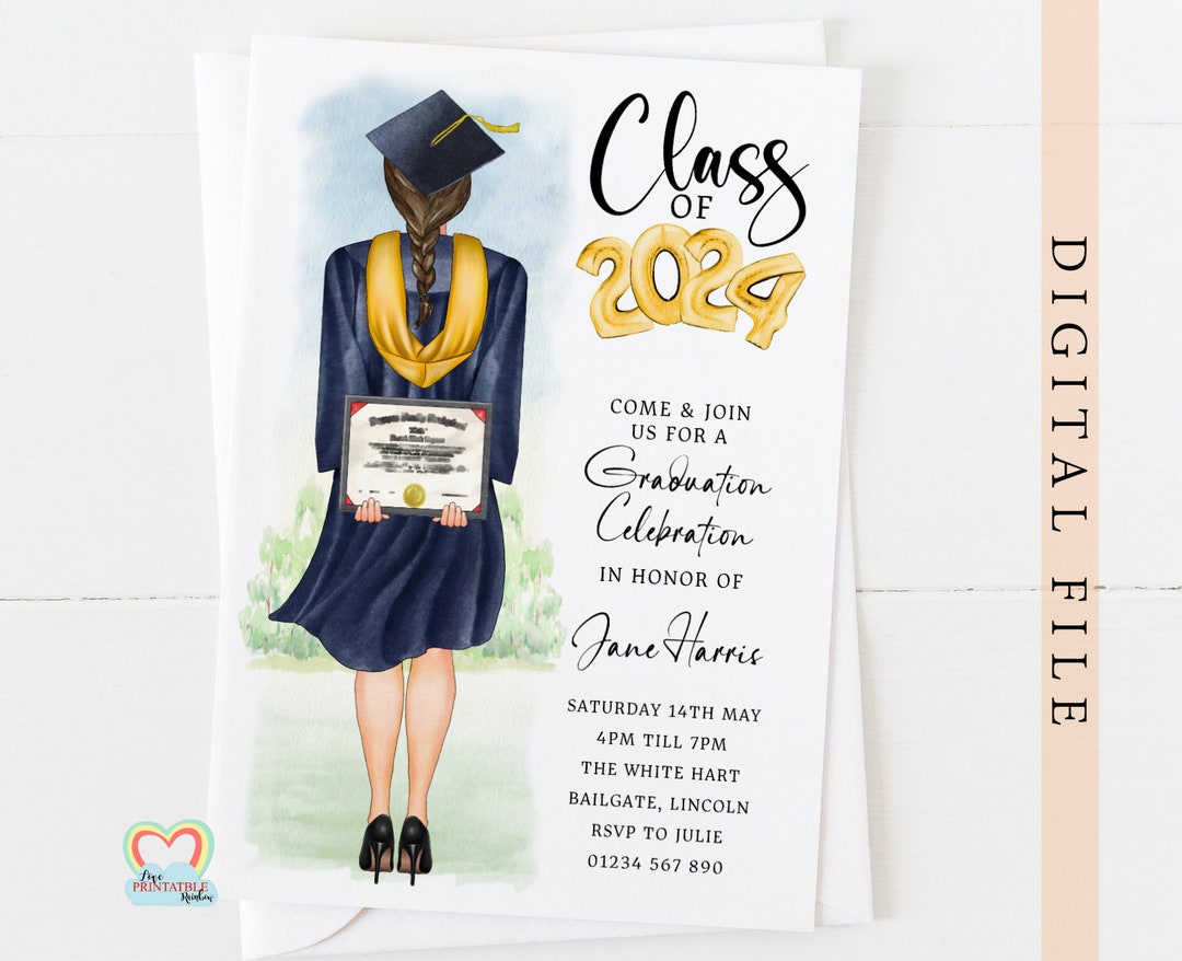 Graduation Invite Printable Personalised Graduation Party Invitation ...