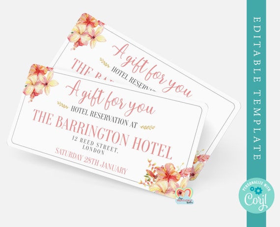 PRINTABLE Hotel Reservation Voucher Hotel Reservation Ticket | Etsy