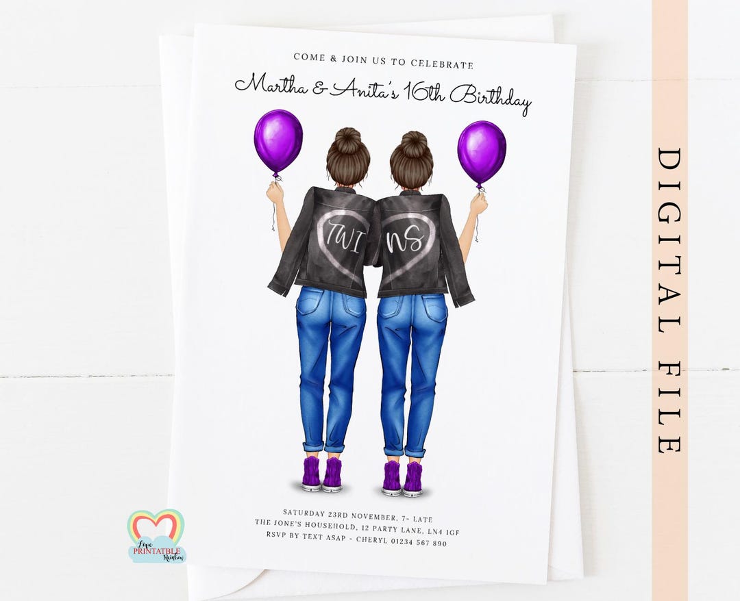 Joint Birthday Party Digital Printable Twins Best Friends Invite ...
