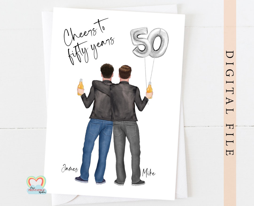 Boyfriend 50th Birthday Card Printable Personalised 50th Birthday Card ...