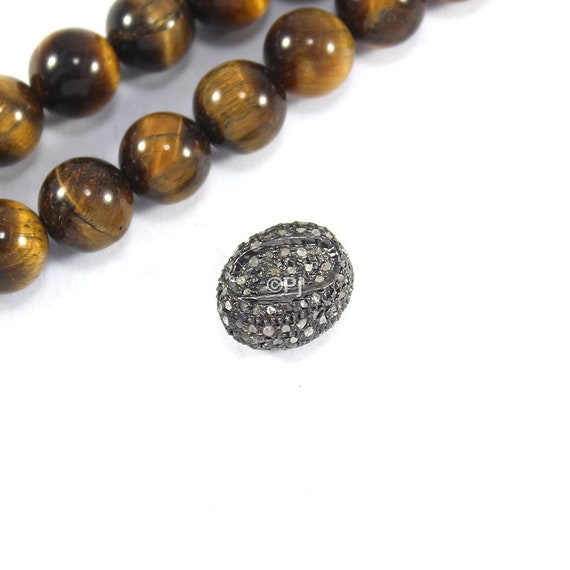 Pave Diamond Beads Ball Pave Diamond Spacer Beads 925 | Etsy