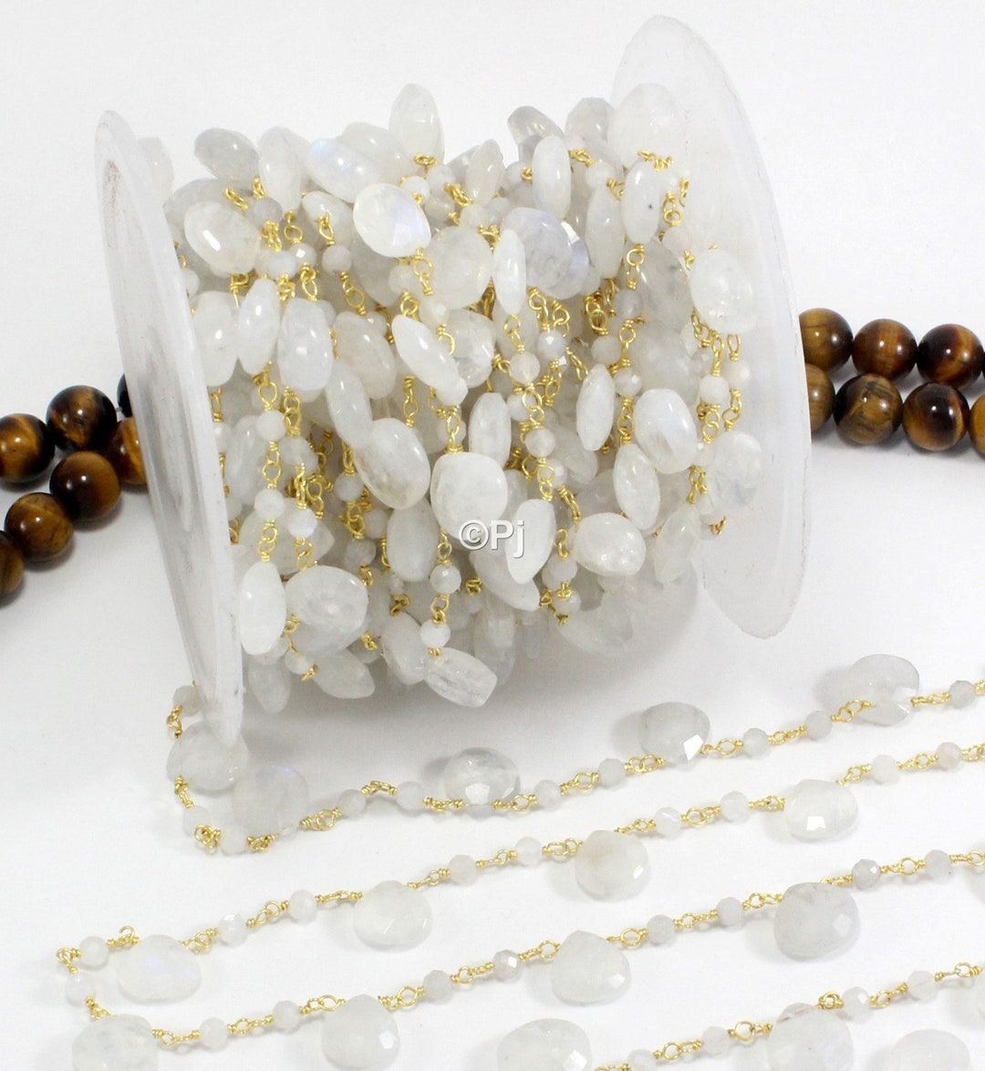 Rainbow Moonstone Rosary Beaded Chains, Rainbow Moonstone Faceted 3mm ...