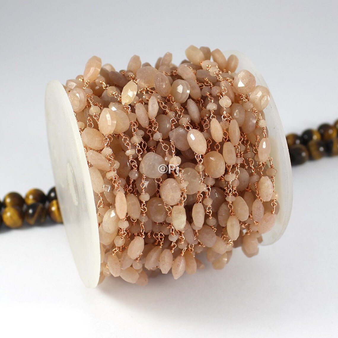 Peach Moonstone Rosary Beaded Chains Peach Moonstone Faceted - Etsy