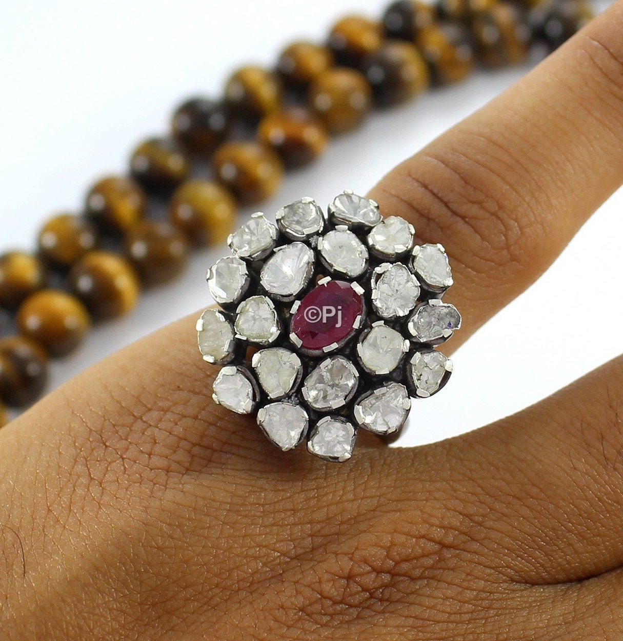 Ruby Polki Diamond Ring Polki Diamond Ring Ruby Diamond | Etsy