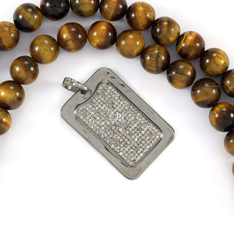 Pave Diamond Dog Tag Pendant Designer Dog Tag Rectangle | Etsy