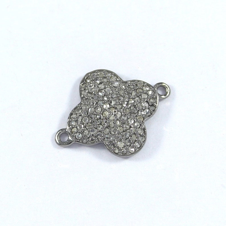 Pave Diamond Clover Connector Link Connector Pave | Etsy