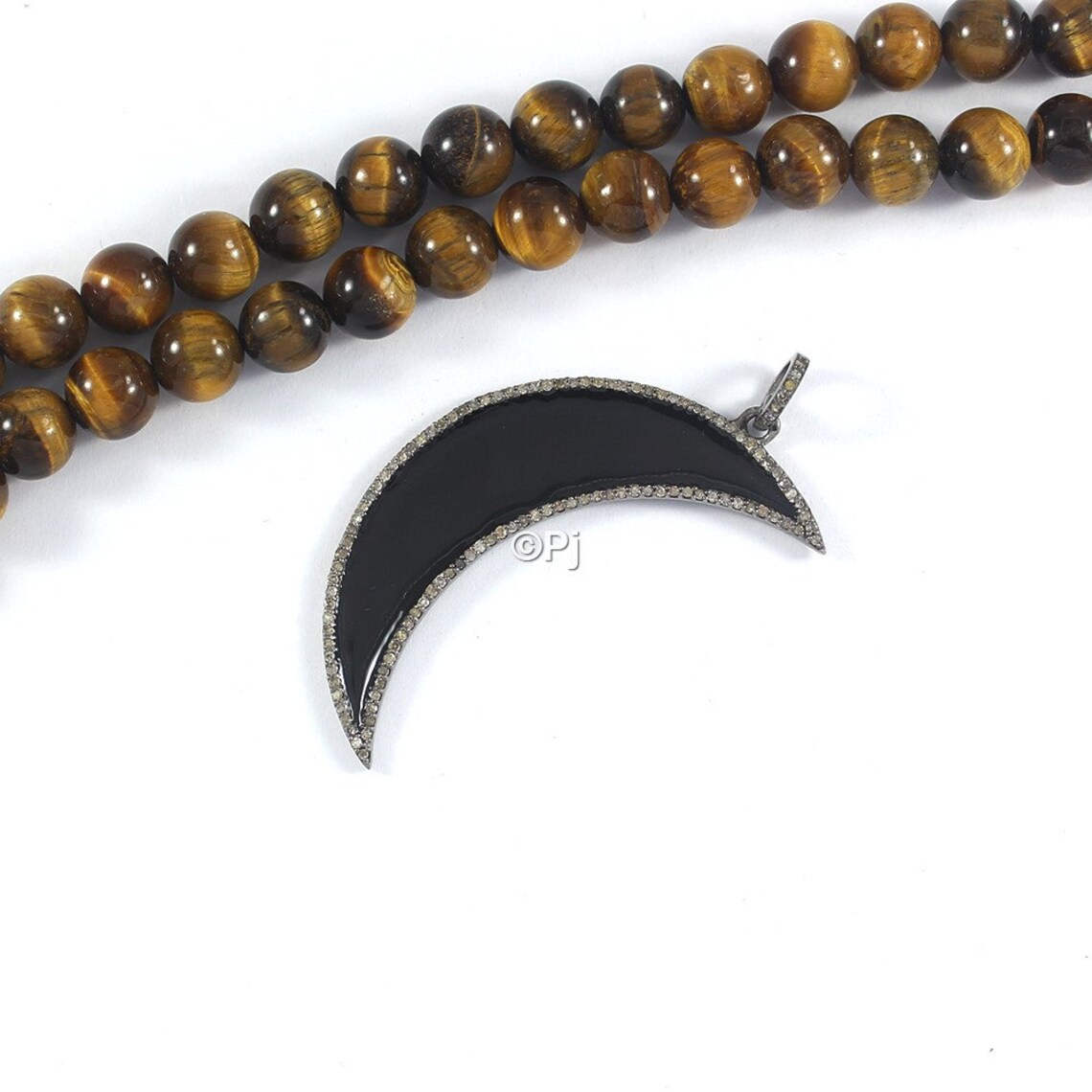 Pave Moon Diamond Crescent Pendant Black Enamel Crescent Moon - Etsy