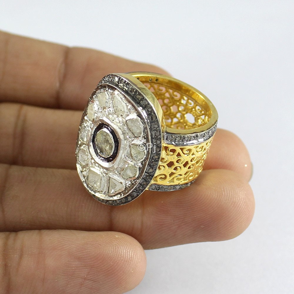 Stunning Polki Diamond Ring Polki Ring Victorian Antique | Etsy