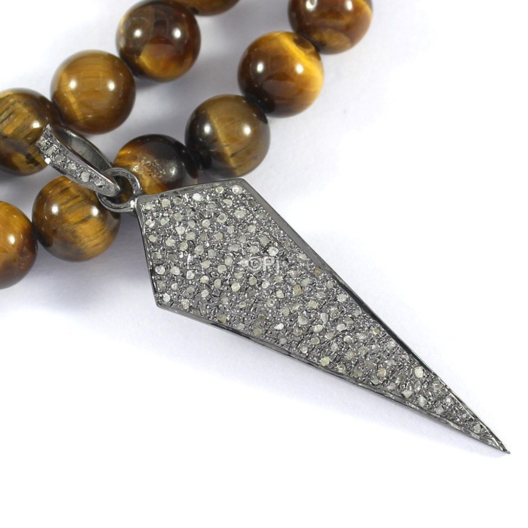 Oxidized Sterling Silver Pave Diamond Arrowhead Pendant: Vintage ...