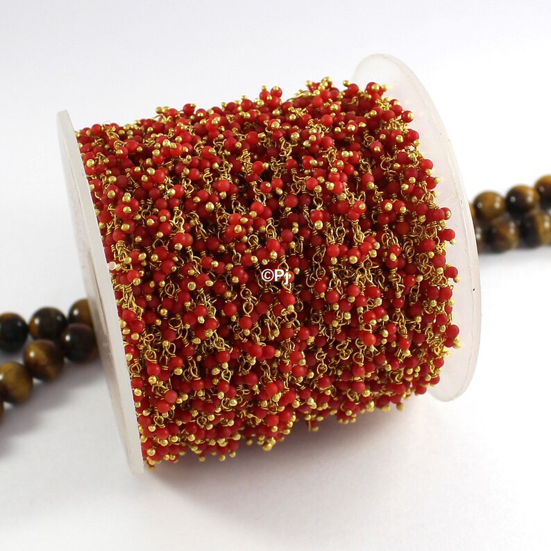 Red Coral Cluster Rosary Chains 2mm Red Coral Dangling Wire - Etsy