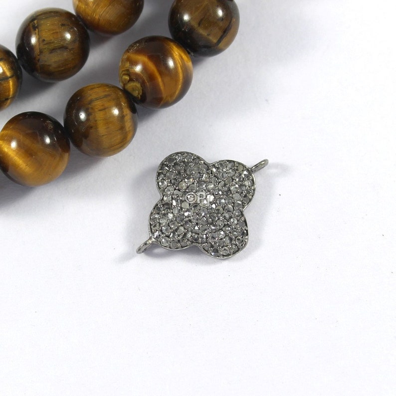 Pave Diamond Clover Connector Link Connector Pave | Etsy