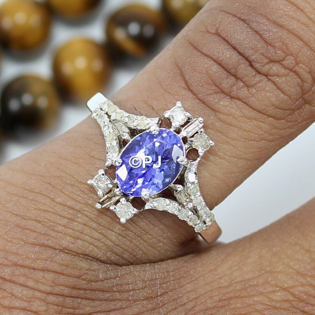 Vintage Tanzanite Ring, Pave Diamond Tanzanite, Purple Tanzanite ...