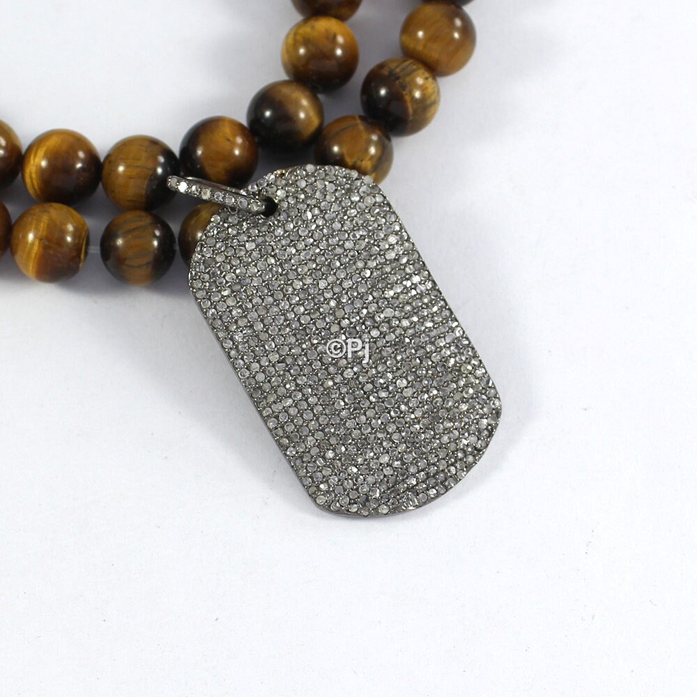 Pave Diamond Dog Tag Pendant Designer Dog Tag Diamond Pendant | Etsy