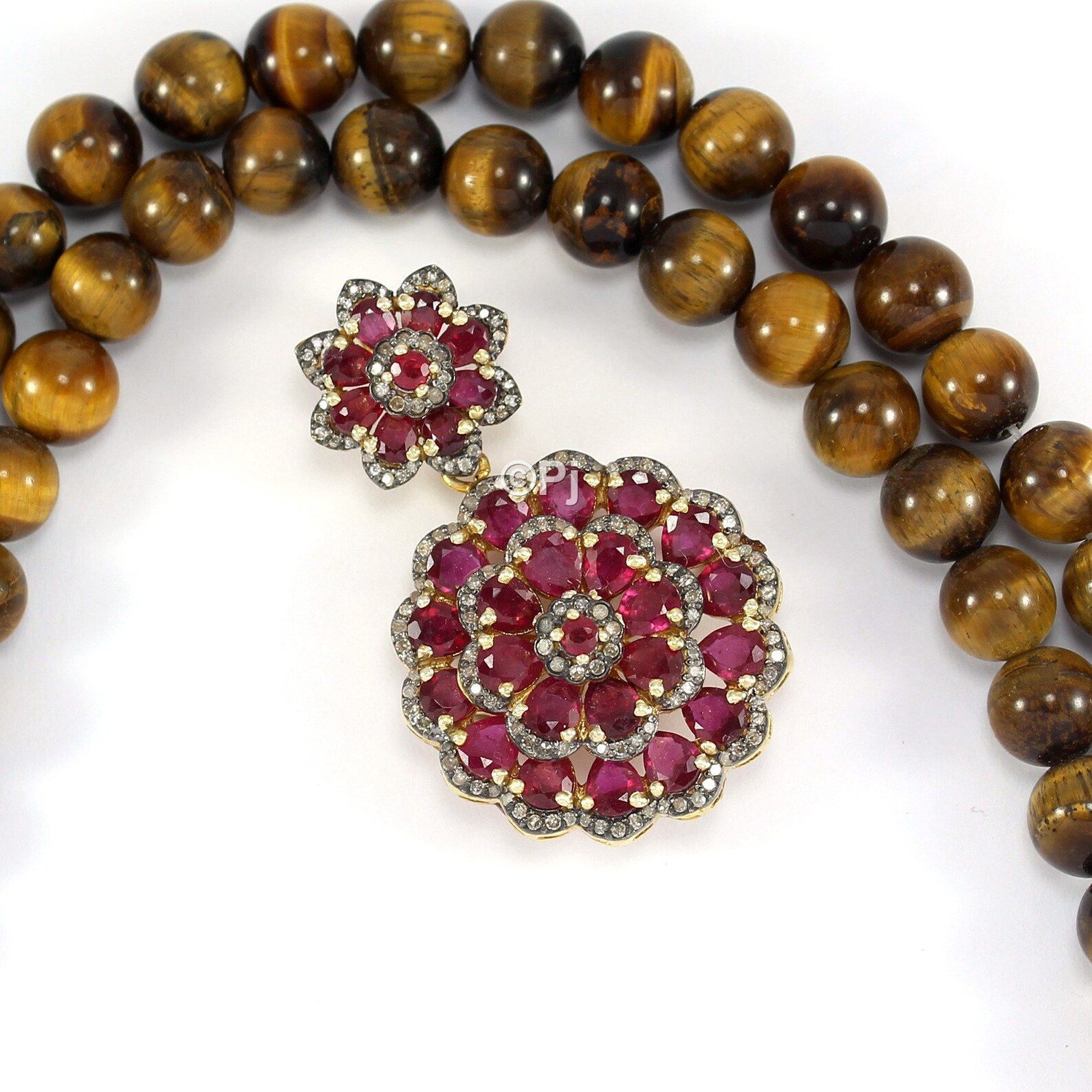 Natural Ruby Diamond Pendant Flower Design Paten Ruby - Etsy