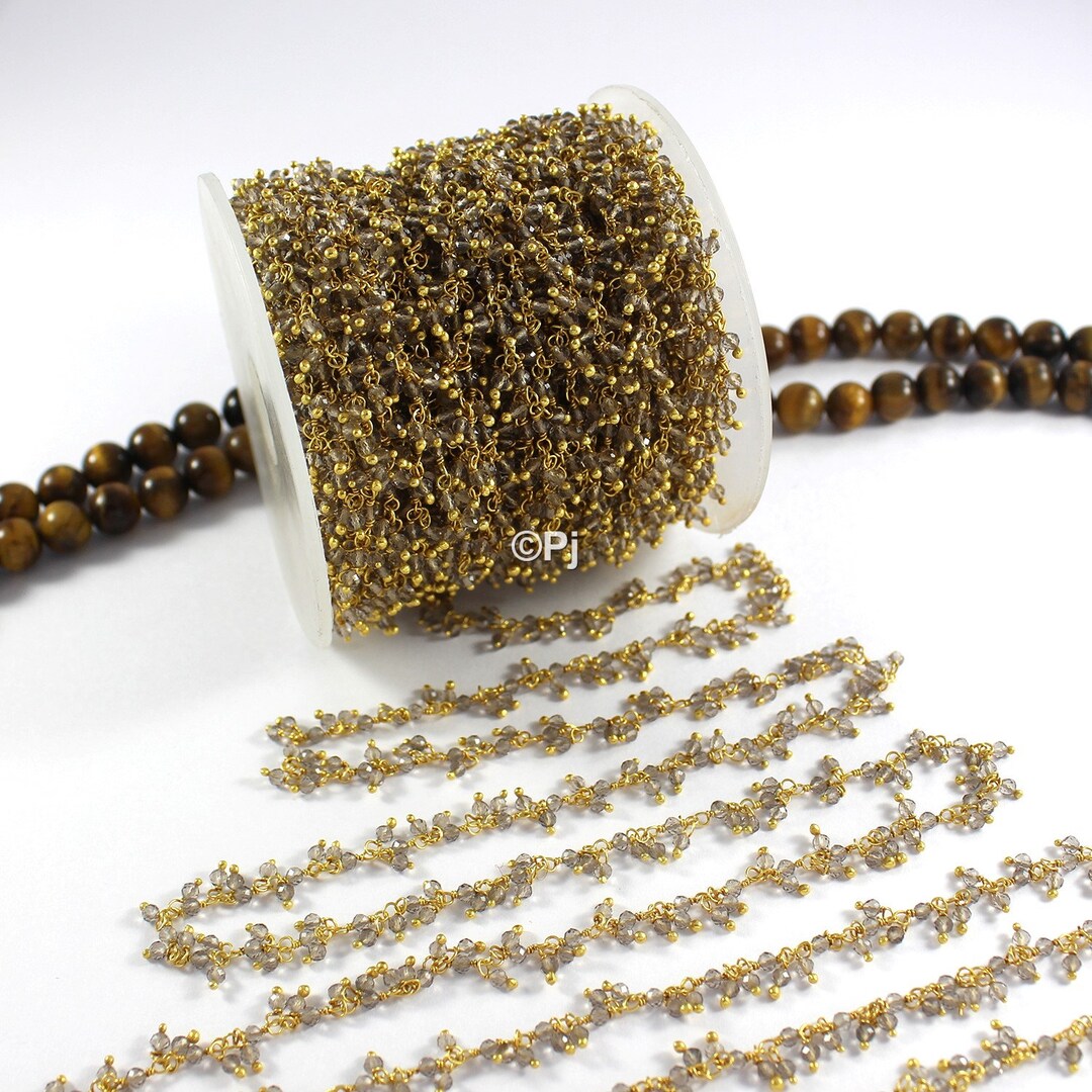 Smoky Dangle Cluster Rosary Chains, 2mm Smoky Double Dangling Wire ...
