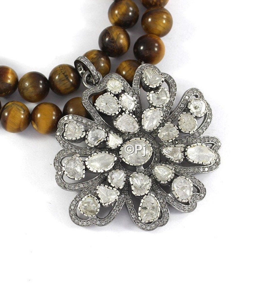Flower Design Polki Pendant Necklace, Polki Diamond Jewelry, Diamond ...