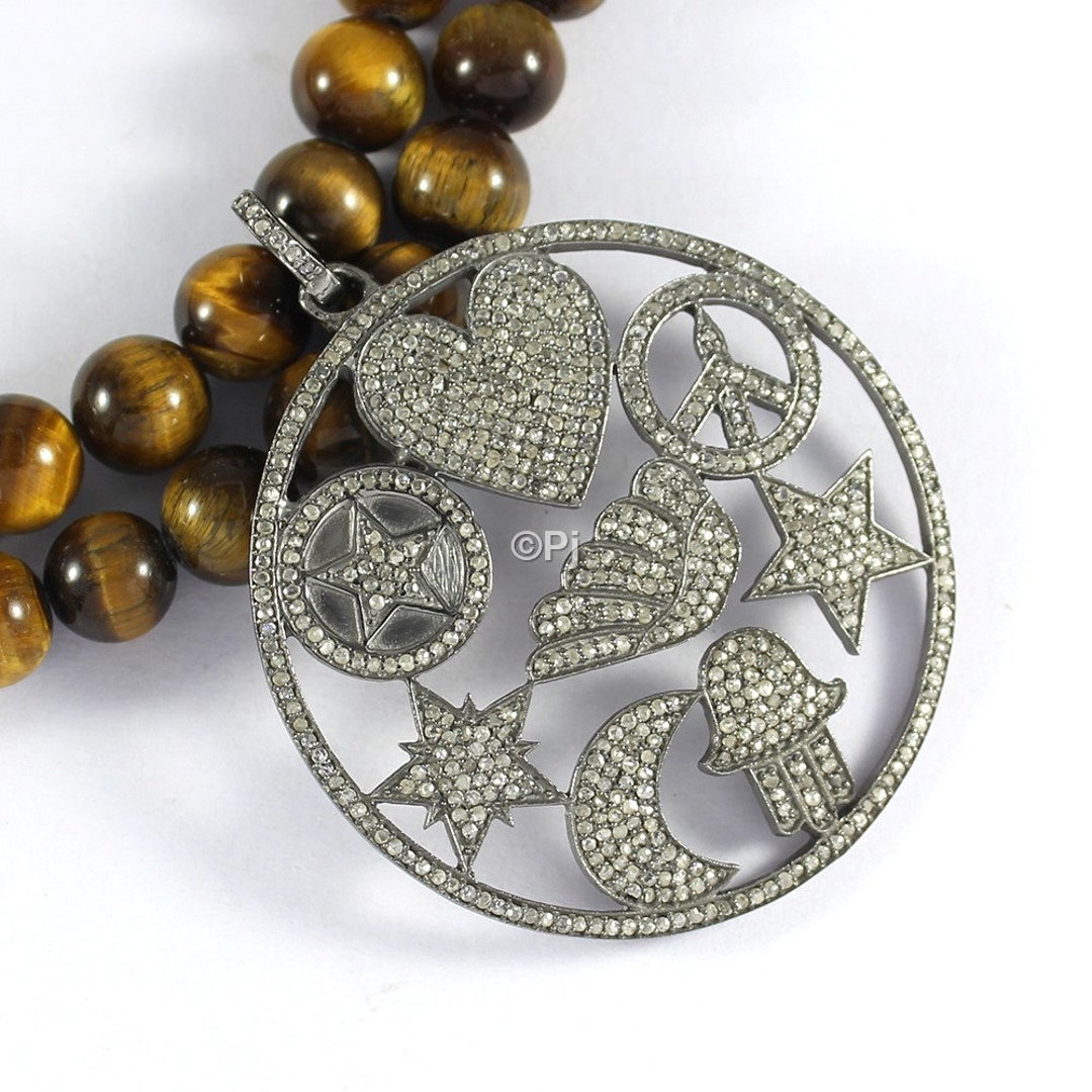 Diamond Goodluck Charm Pendant: Sterling Silver Evil Eye Necklace - Etsy