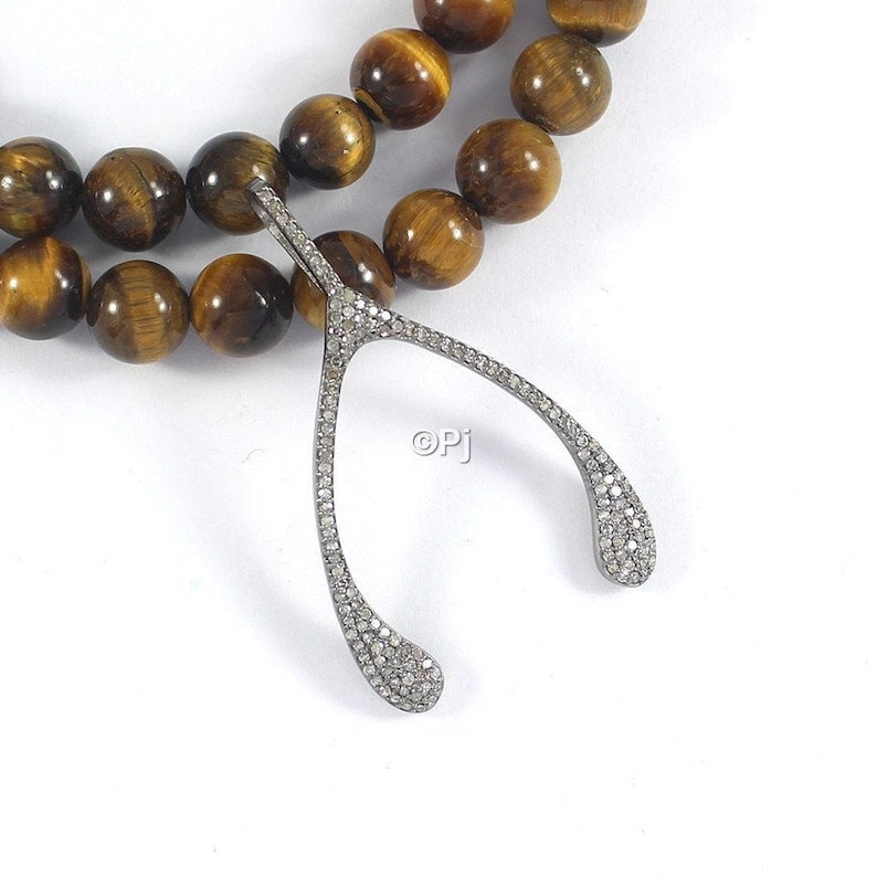 Pave Diamond Wish Bone Pendant Wish Bone Diamond Pendant - Etsy