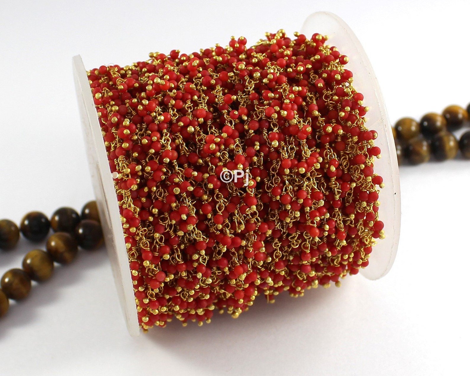 Red Coral Cluster Rosary Chains 2mm Red Coral Dangling Wire - Etsy