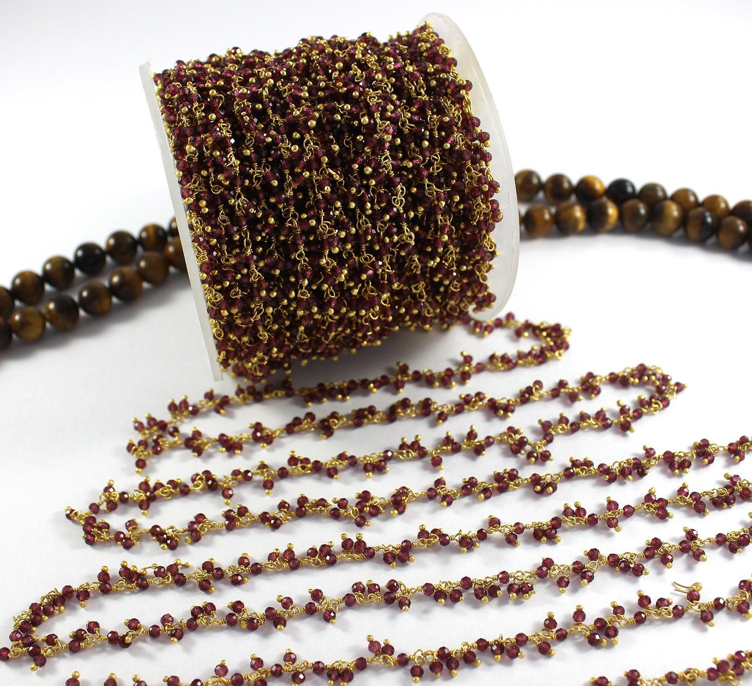 2mm Garnet Dangle Cluster Rosary Chain Natural Garnet Double | Etsy