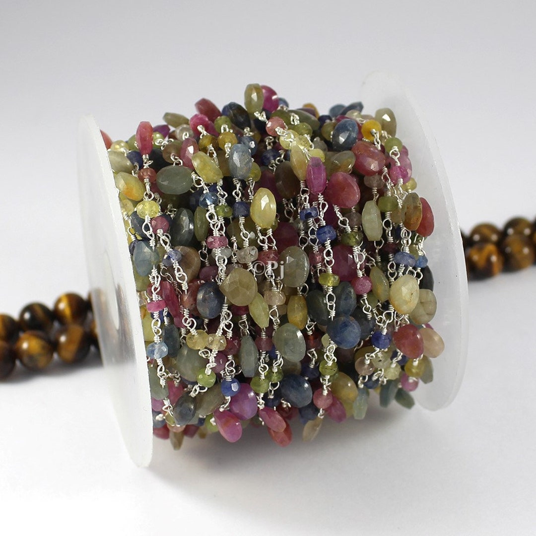 Multi Sapphire Rosary Beaded Chains Multi Sapphire Faceted - Etsy