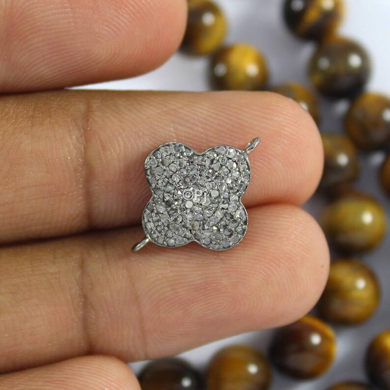 Pave Diamond Clover Connector Link Connector Pave | Etsy