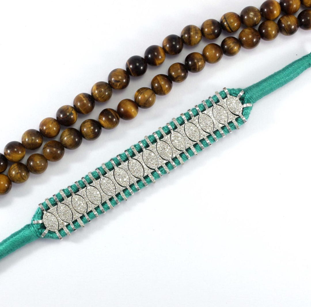 Pave Diamond Thread Bracelets, Handmade Adjustable Diamond Bracelet ...