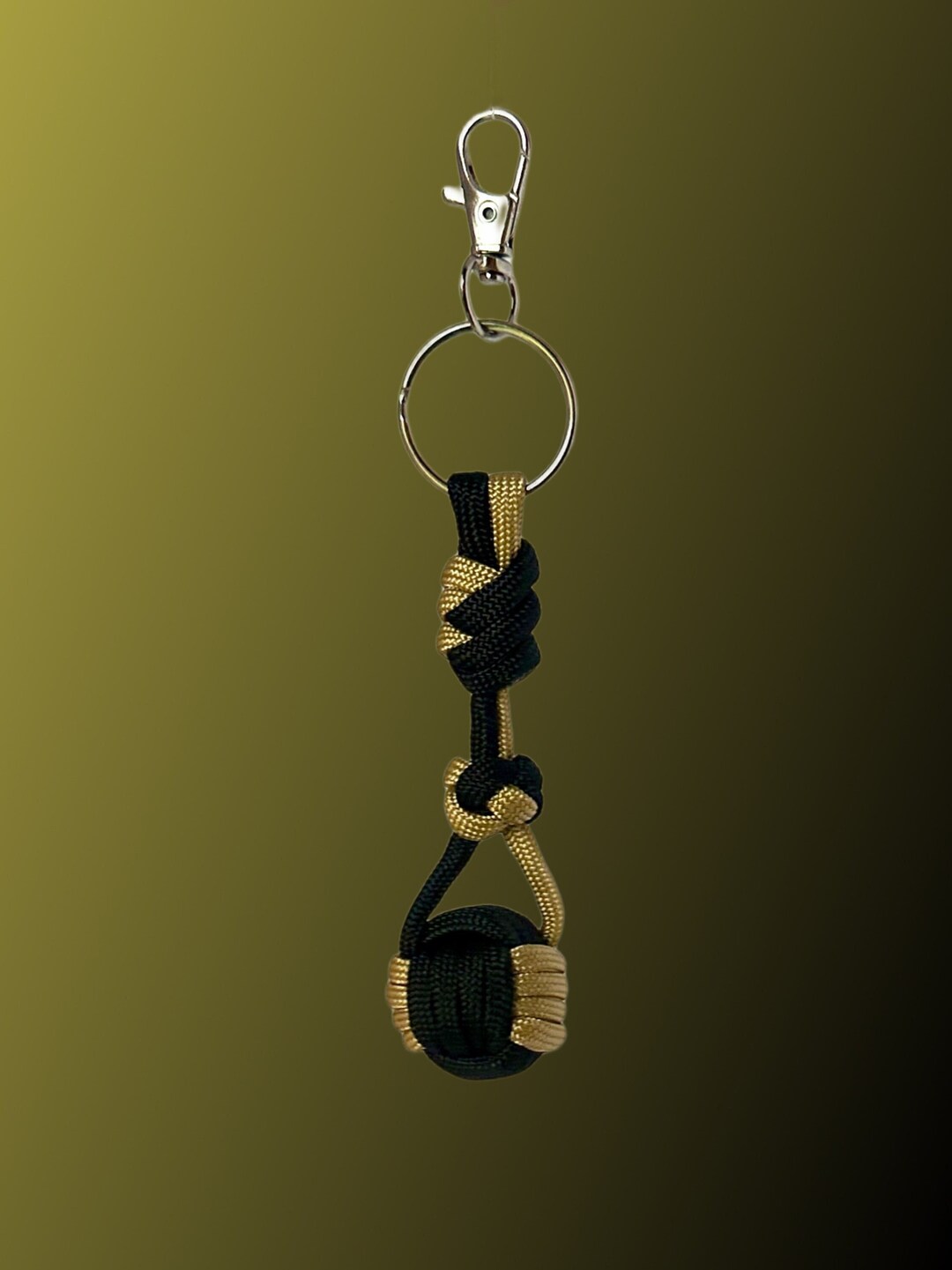 Black and Gold Knot Keychain With Lobster Clip, Weighted Monkey’s Fist ...