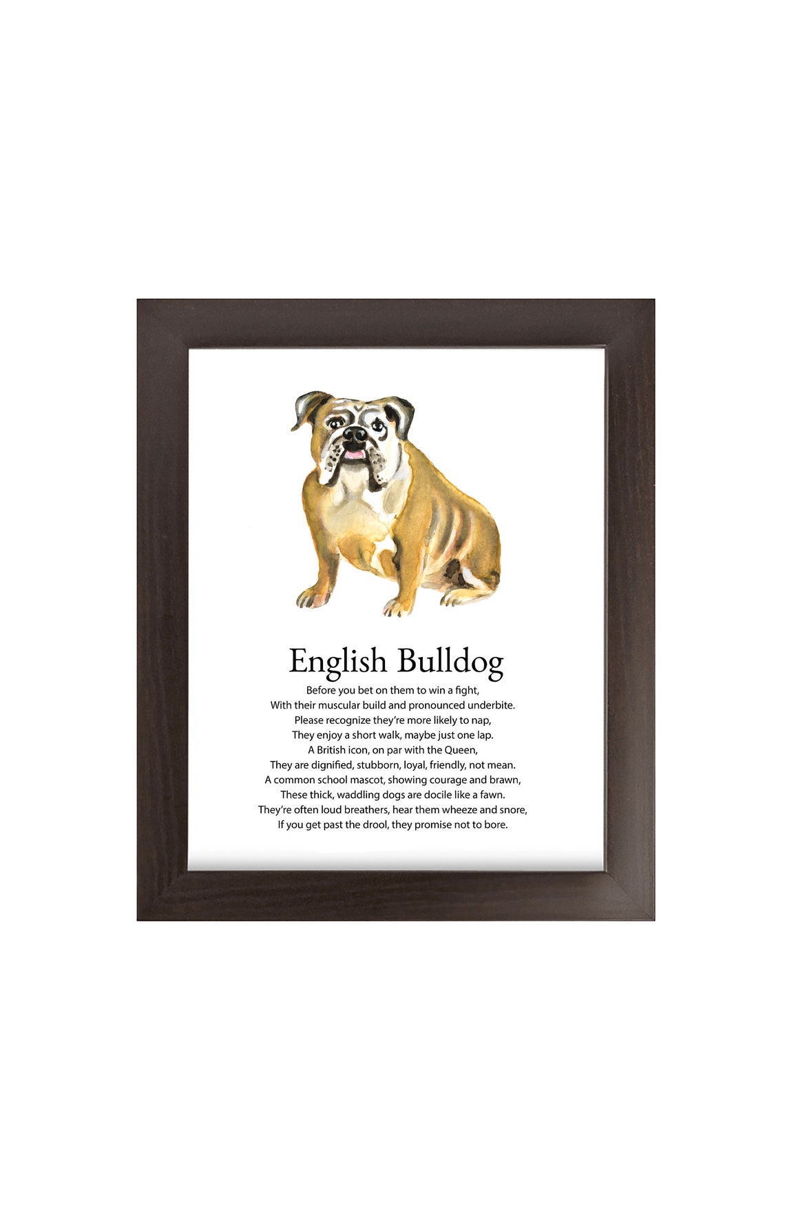 Bulldog Poem Print, Bulldog Print Illustrated Poem, English Bulldog Art ...