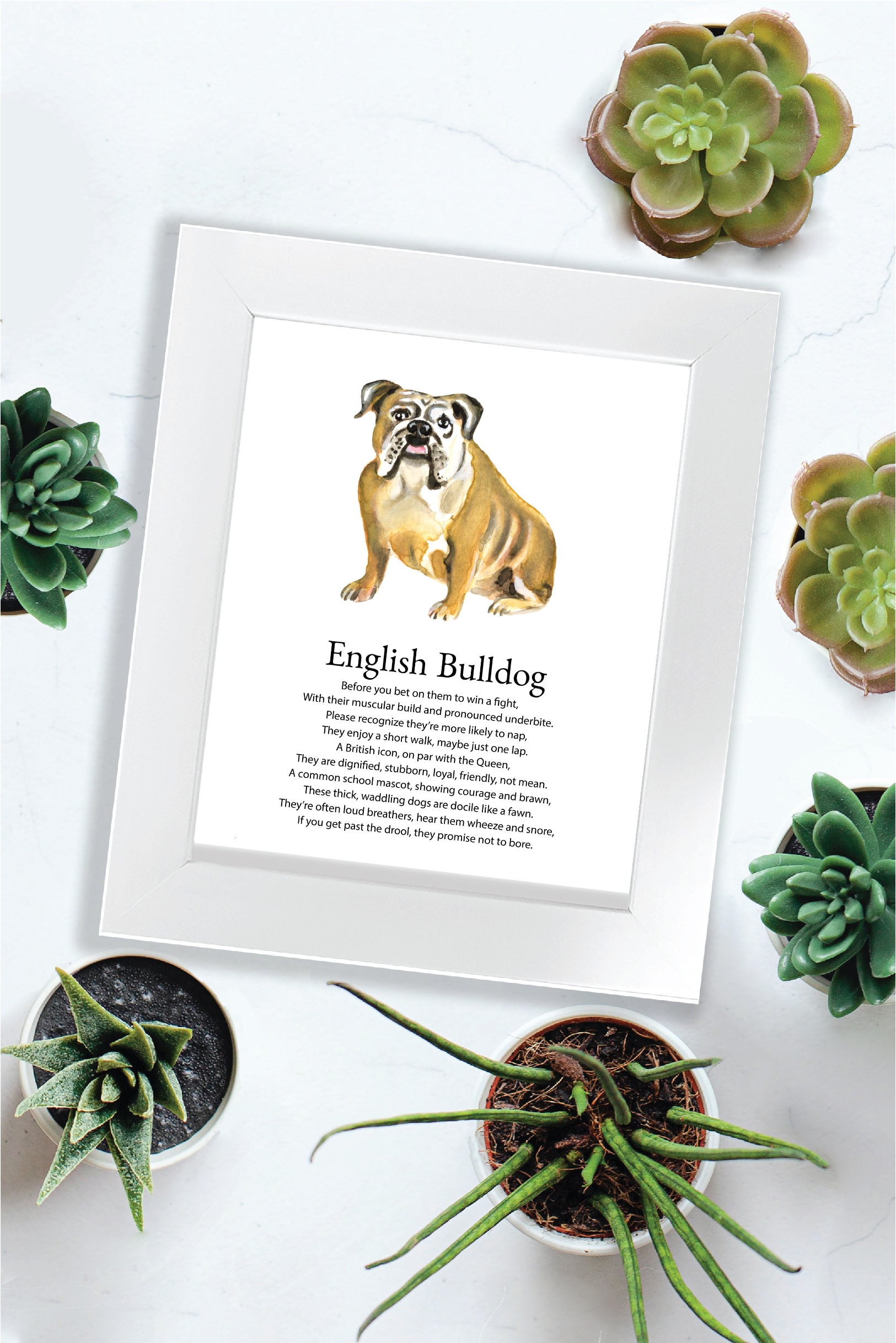 Bulldog Poem Print, Bulldog Print Illustrated Poem, English Bulldog Art ...