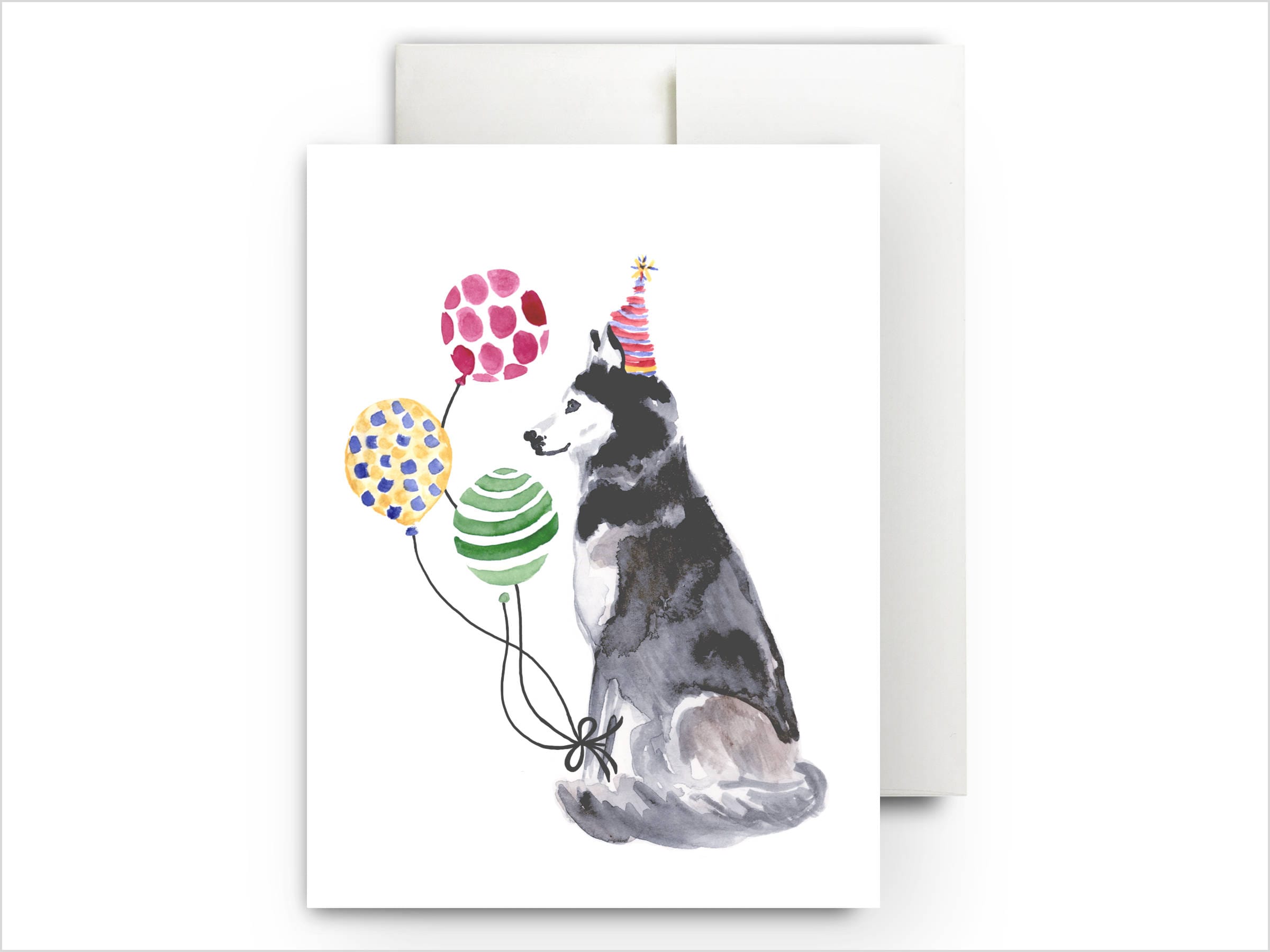 Husky Birthday Cards, Watercolor - Etsy
