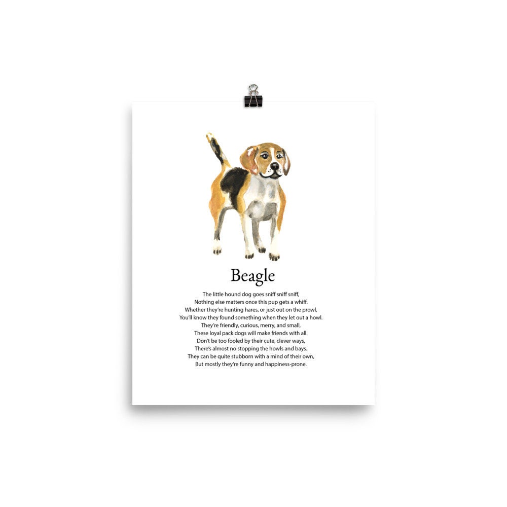 Beagle Poem Print Beagle Dog Art Watercolor Dog Painting | Etsy