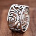 10mm Width Filigree Heart Cut Out Silver Ring Band | Solid 925 Sterling ...
