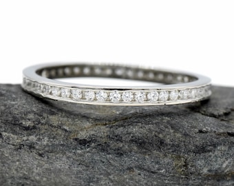 Women Black Eternity Ring CZ Full Eternity Band Skinny 2mm - Etsy