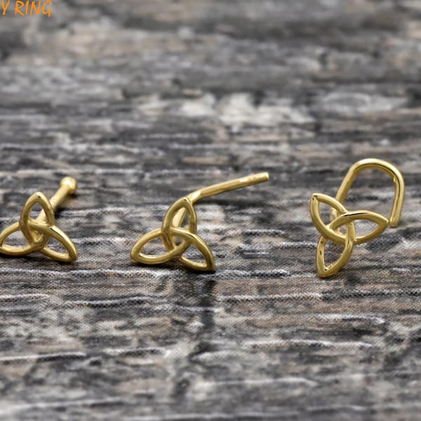 14k Trinity Nose Ring - Etsy