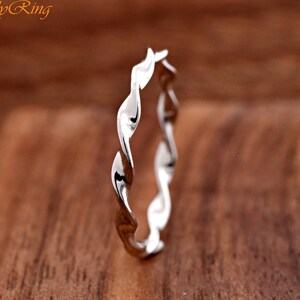 Simple Twisted 2mm Thin Ring, Solid 925 Sterling Silver Stackable ...