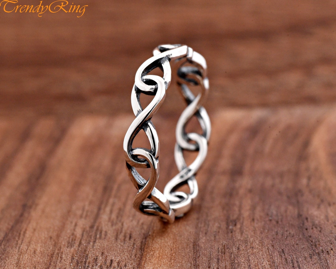 Infinity Loop Full Eternity Band Solid 925 Sterling Silver, Womens ...