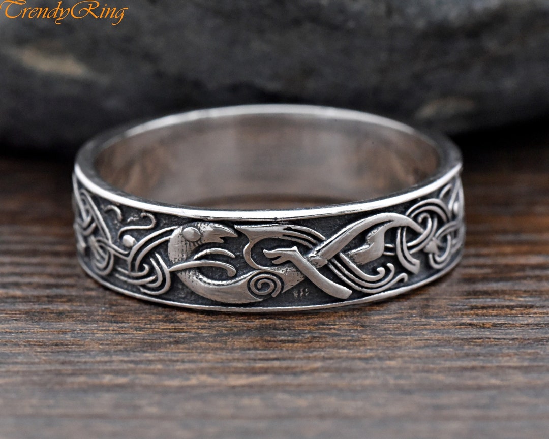 Ouroboros Infinity Snake Carved Sterling Silver Ring Gothic - Etsy