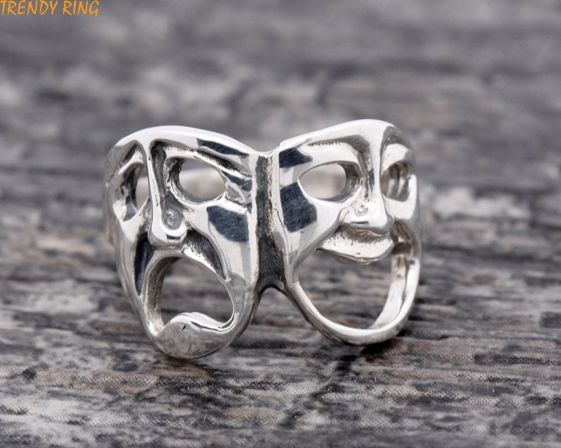 Smile Now Cry Later Mask Ring Solid 925 Sterling Silver - Etsy