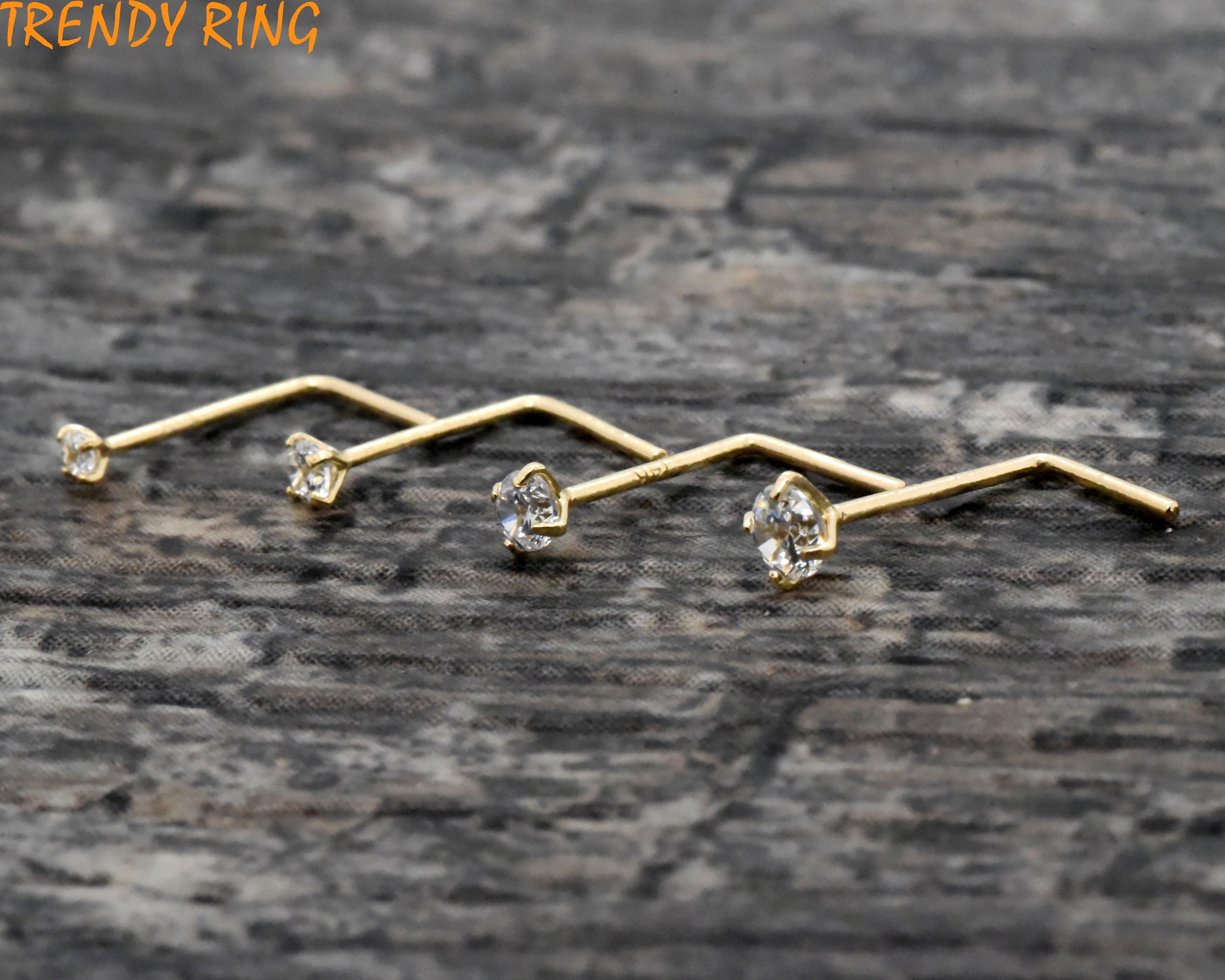 Dainty Solid 14K Gold L Shape Bend Nose Ring 23 Gauge 14K - Etsy