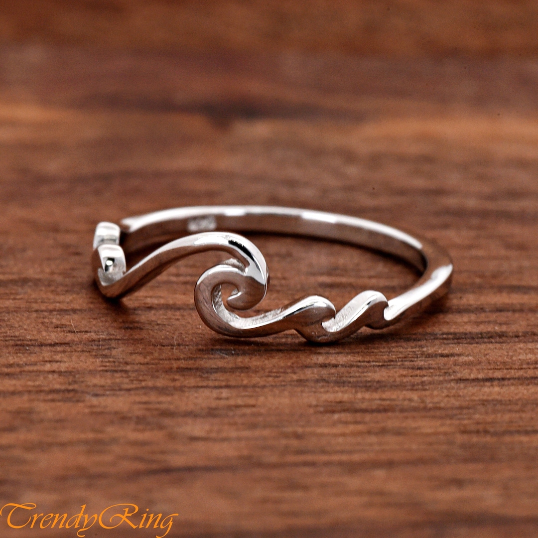 Minimalist High Polished Sterling Silver High Low Multiple Ocean Waves ...