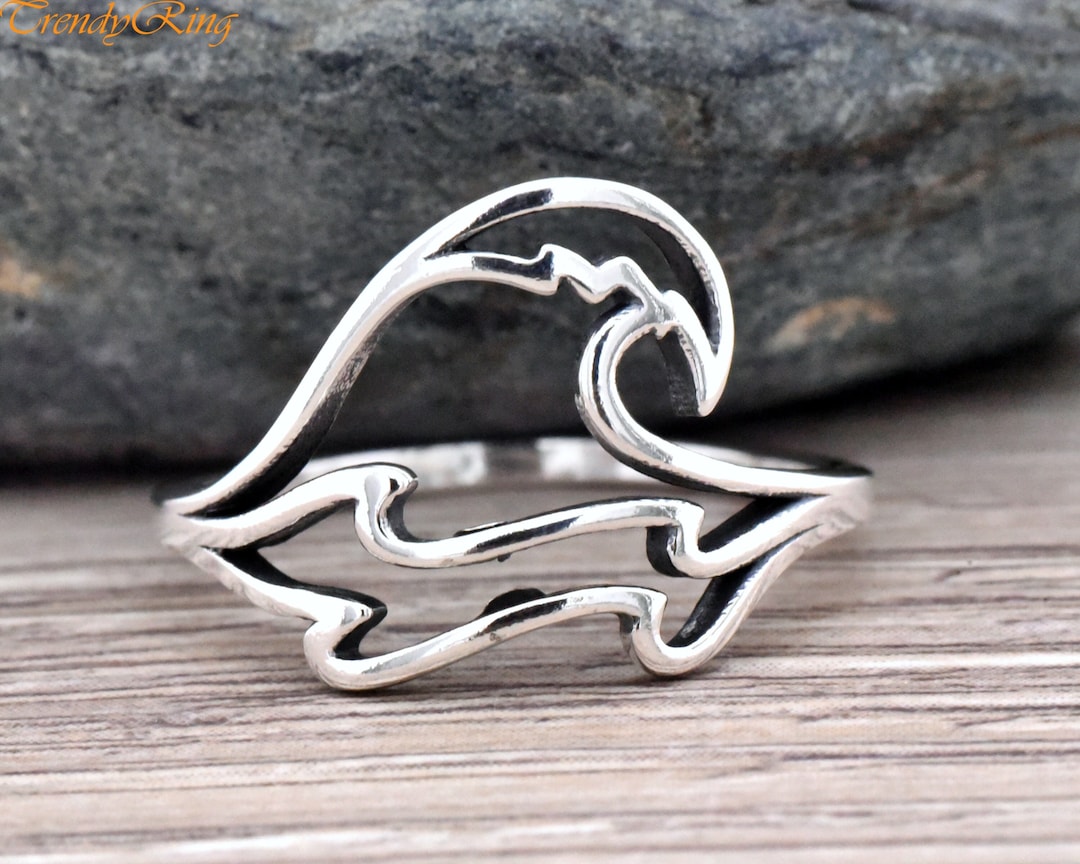 Waves Ring, Big Ocean Waves Tide Womens Trendy Summer Ring, Beach ...