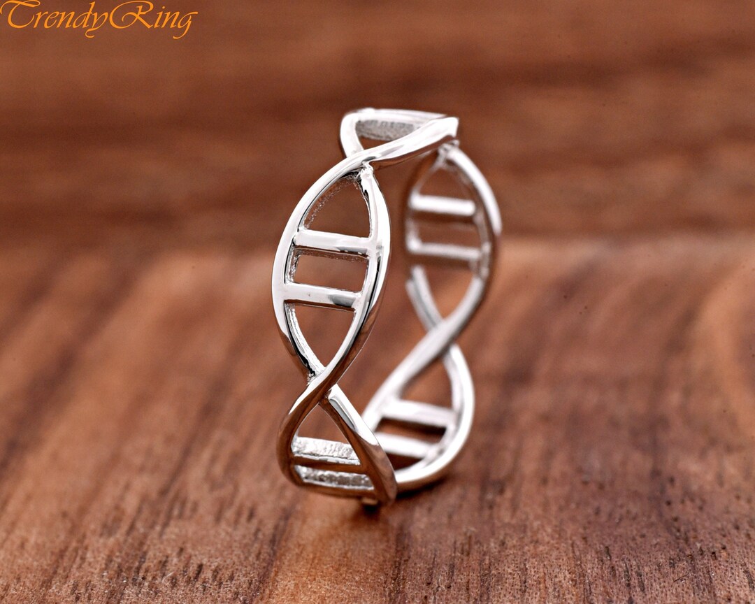 Minimalist DNA Shape Inspired Infinity Pattern Full Eternity Band Ring, Solid 925 Sterling ...