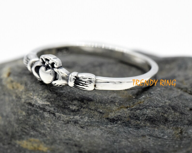 Children's Petite Claddagh Ring, Solid 925 Sterling Silver Celtic Irish ...
